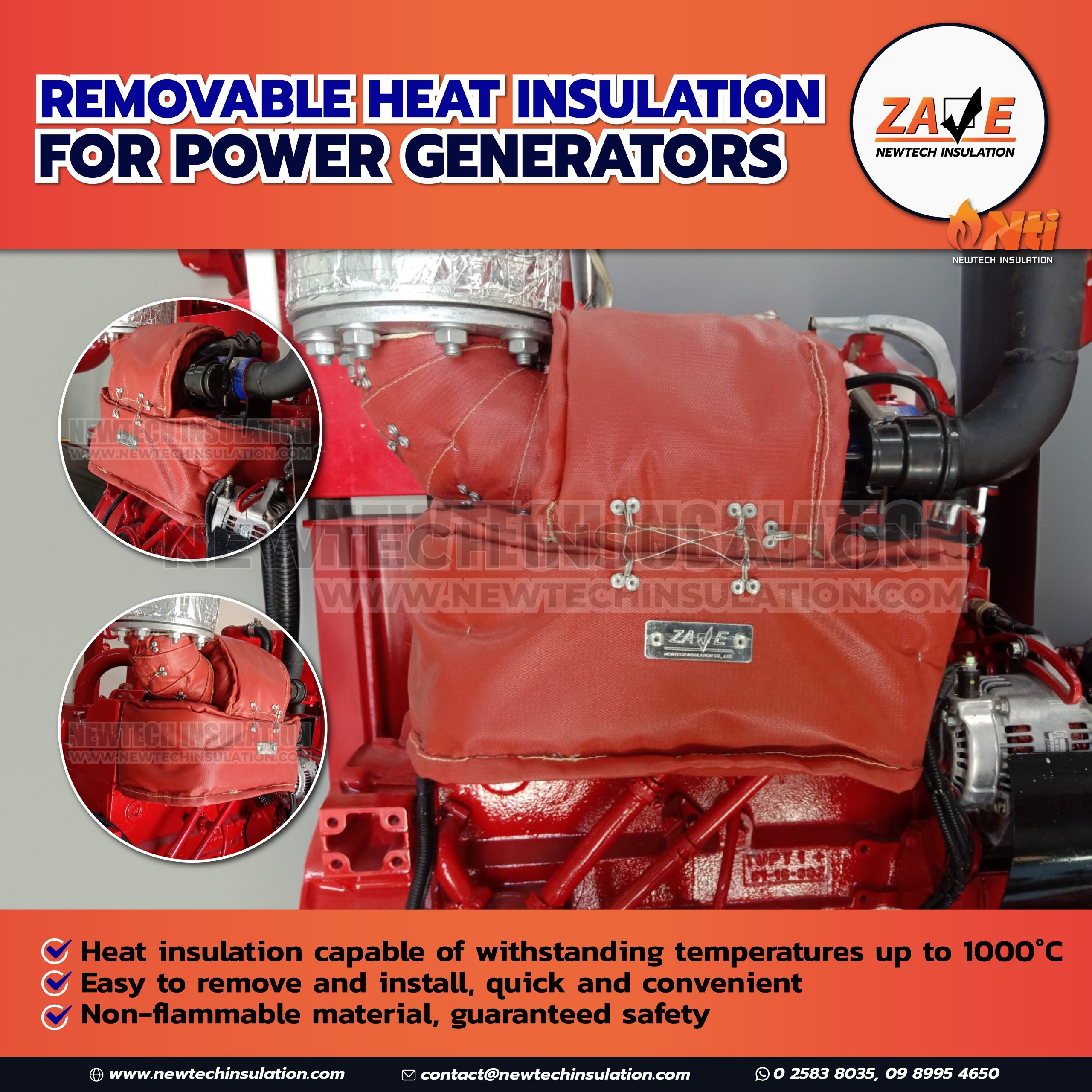 ZAVE® Removable Heat Insulation For Power Generators - Newtech Insulation